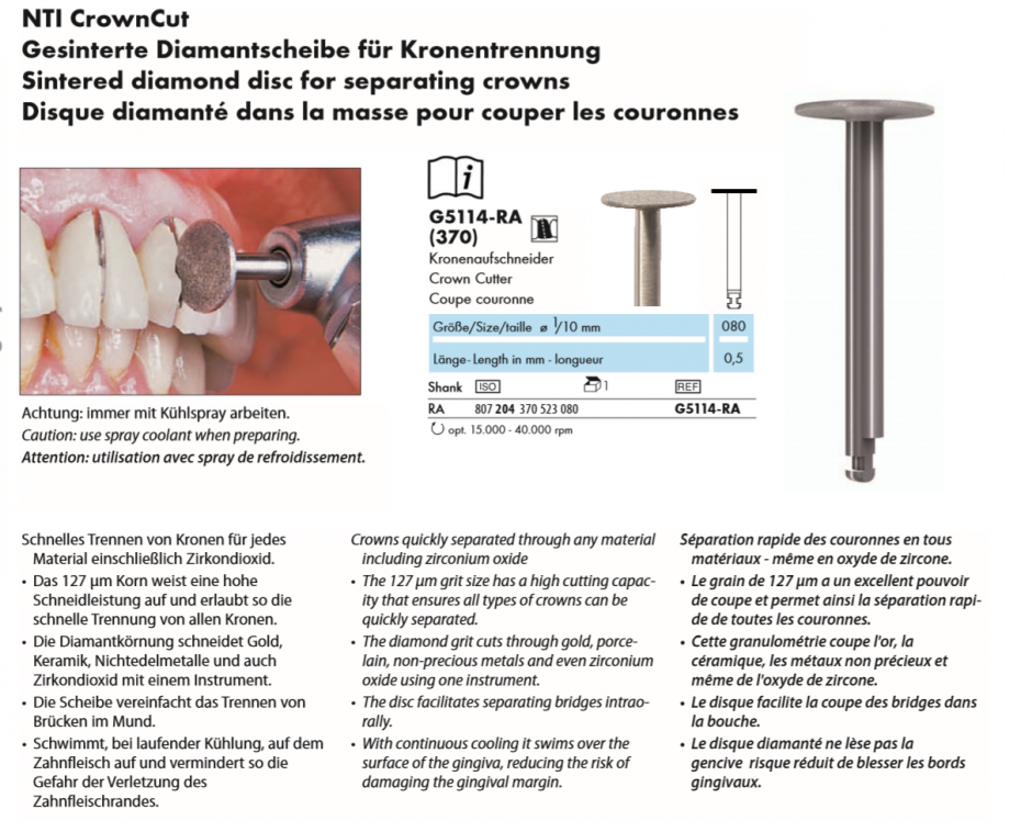 Sintered Diamond Disc for Separating Crown Cutter | Premiere Dental Sdn ...